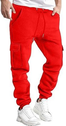 Generic Pantalon de jogging baggy gris - Pantalon cargo de loisirs avec 4 poches - Pantalon de surv&ecirc;tement extensible - Pantalon de sport d&eacute;contract&eacute; - Coupe 