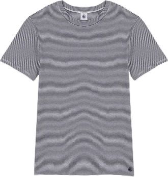 Petit Bateau Damen A0BOK Kurzärmeliges T-Shirt, Blau/Weiß, XL