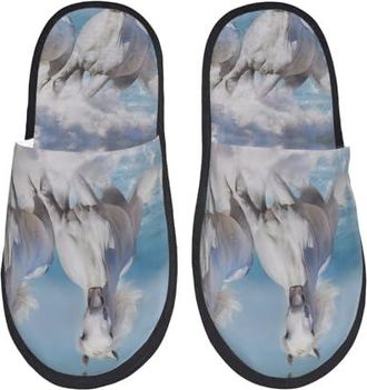 Generic Pantoufles En Feutre Trois Chevaux Portative Pantoufles En Coton Chaud Chaussons Invit&eacute;s Pour Femmes Camping H&ocirc;tel L