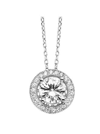 Julie Julsen Anh&auml;nger mit Kette 925 Silber rhodiniert Zirkonia wei&szlig;