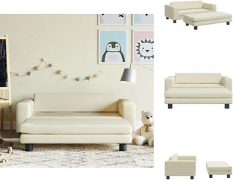 vidaXL Baby- & Kleinkindm&ouml;bel - Living Kindersofa mit Hocker Creme 100x50x30 cm Kunstleder - Creme