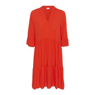Saint Tropez Femme, Robes, Rouge, Taille: 46 FR Robe Florale avec D&eacute;tails &agrave; Volants
