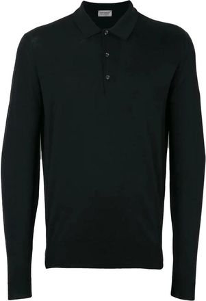 John Smedley Homme, Tops, Noir, Taille: 2XL Polo Tricot Manches Longues
