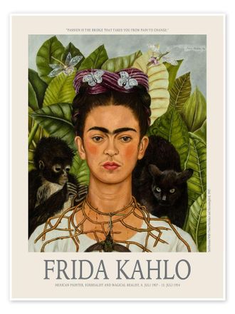 Posterlounge Selbstportr&auml;t mit Dornkette und Kolibri, 1940 II Poster von Frida Kahlo 50 x 70 cm Wandbilder Wanddeko