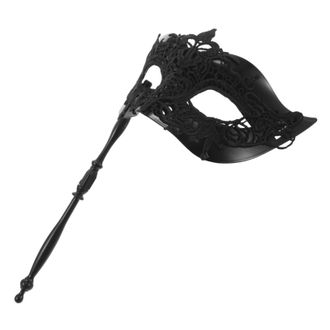 Valiclud Venezianische Maske mit Stab Halbgesicht Spitze Schwarze Party Maske f&uuml;r Damen Herren Leicht und Bequem f&uuml;r Karneval Halloween Fasching Cosplay