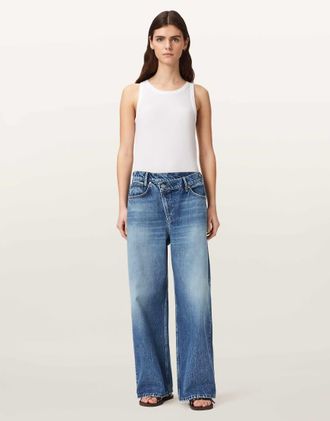 AllSaints Aki - Jean &agrave; taille crois&eacute;e - Indigo vintage-Bleu