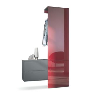 Vladon Garderobe Carlton Set 2, Made in Germany, Wandgarderobe aus Deko-Paneel & h&auml;ngender Schubladen-Kommode, Anthrazit matt/Bordeaux Hochglanz (105 x 193 x