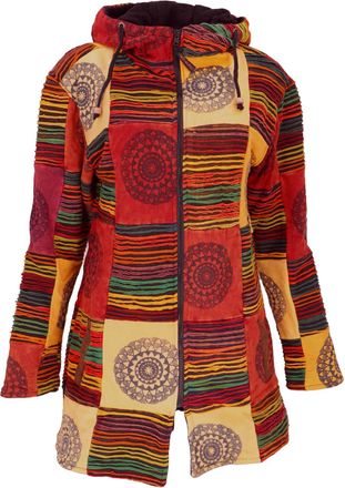 Guru Shop Goa Patchwork Kurzmantel, Boho Hippie Jacke - Rostorange, Damen, Baumwolle, Size:XL
