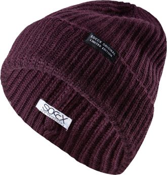 soccx Damen Beanie mit Rippstrickmuster Night Plum, None
