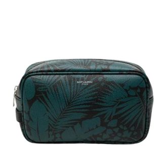 Saint Laurent Pre-owned Logo Grained Poudre Embossed Clutch Bag - - Pre-owned - Damen - Gr&uuml;n - ONE SIZE
