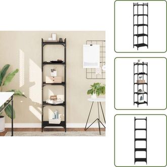 vidaXL The Living Store - B&uuml;cherregal 5 B&ouml;den Schwarz 40x30x154 cm Holzwerkstoff - Bucherregal - Regal Schwarz - Holzkasten - Wohnraumorganisation - Regal 5