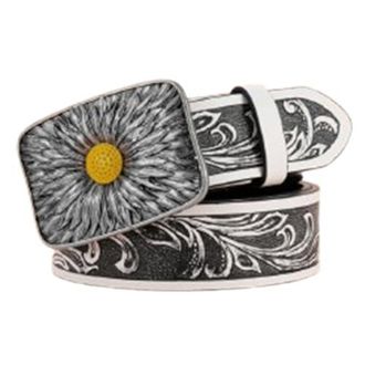 Generic Ceinture Femme &Agrave; Motif Floral Grav&eacute;, Style Western, 110 Cm/43 Pouces, Boucle Tendance Et D&eacute;contract&eacute;e, Id&eacute;ale Avec Jeans, Pantalons Ou Robes. Taille A