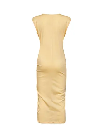 Toteme Womens Midi Dress Tie-Waist Buttercup Yellow Organic Cotton