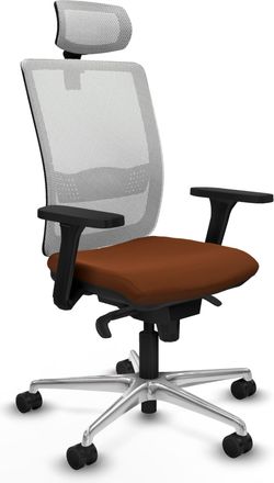 Piqueras y Crespo Haches Stuhl f&uuml;r lange Arbeitsstunden mit 3D-Armen, h&ouml;henverstellbare Lendenwirbelst&uuml;tze und h&ouml;henverstellbares Kopfteil, Wei&szlig;/Braun