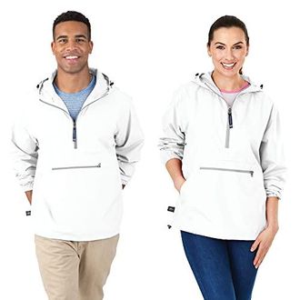 Charles River Apparel Pack-n-go Wind & Water-Resistant Pullover (Reg/Ext Sizes) Veste de Pluie, Blanc, M Mixte