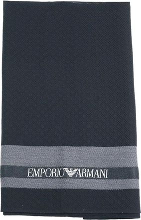 Emporio Armani unisex, Accessoires, Noir, Taille: ONE Size Wool Scarf with Logo Tape