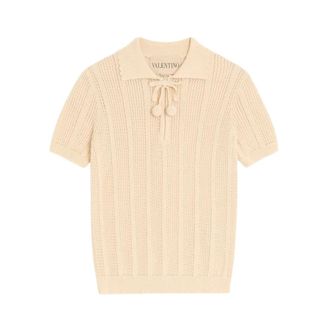 Valentino H&auml;kel-Polohemd mit Cherryfic-Detail - - Tops - Damen - Beige - L