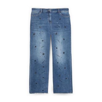 Fiorella Rubino Straight Leg Jeans mit Zierapplikationen - - Jeans - Damen - Blau - XL