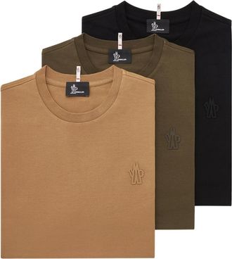 Moncler Moncler T-shirt En Coton M&eacute;lang&eacute; Avec Patch Logo (lot De Trois), Homme, Beige, Taille: 3xl