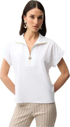 Joseph Ribkoff Femme, Tops, Blanc, Taille: 42 FR Haut Droit avec Encolure Zipp&eacute;e