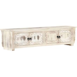 vidaXL Vidaxl - Meuble tv Blanc 140x30x35 cm Bois massif de manguier