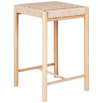 Altobuy MINDY - Tabouret Hauteur 66,5 cm en Peuplier avec Assise Tress&eacute;e