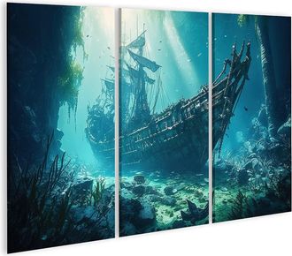 Islandburner Bild auf Leinwand schiffswrack Unterwasser Wrack altes Segelschiff unter Wasser Vintage Schiff Lie Bilder Wandbilder Poster IZIT-3P