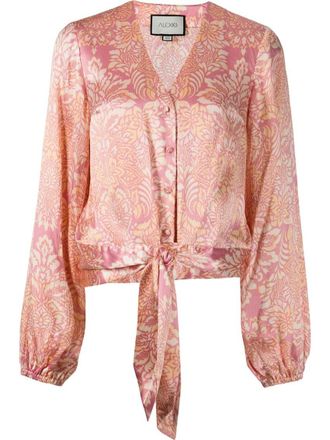 Alexis Peach Floral Print Button Down Disma Blouse Size S