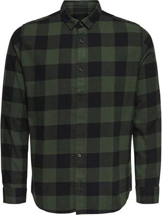 Only & Sons NOS Homme Onsgudmund Ls Checked Shirt Noos Chemise Casual Not Applicable, Vert (Forest Night Forest Night), X-Large