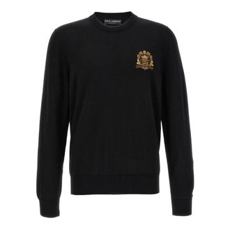 Dolce & Gabbana Homme, Pulls, Noir, Taille: 4XL Pull avec &eacute;cusson h&eacute;raldique