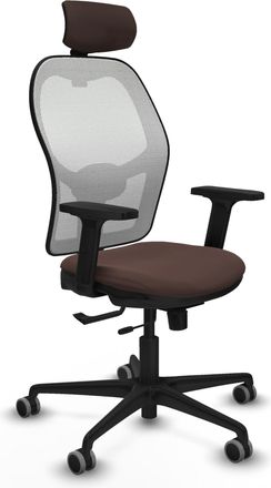 Piqueras y Crespo Ergonomischer Home Office Jorquera Stuhl mit 2D-Armen, h&ouml;henverstellbare Lendenwirbelst&uuml;tze und h&ouml;henverstellbares Kopfteil, Wei&szlig;/Dunkelbraun