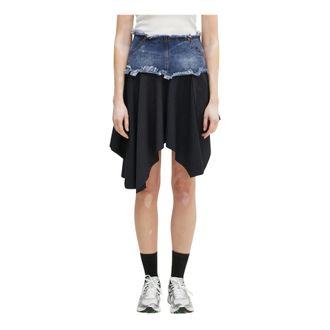 Andersson Bell Jupe F&eacute;e en Denim Combin&eacute; - Femme - Jupes - Bleu - Taille: 36 FR