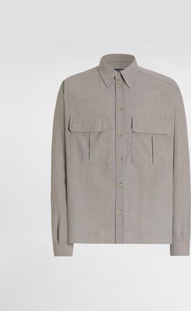 Dolce & Gabbana Virgin Wool Canvas Shirt - Mann Hemden Beige 37