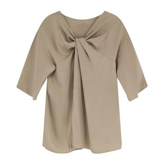 Max Mara Bluse mit Rundhalsausschnitt und Knotendetail am R&uuml;cken - - Blouses & Shirts - Damen - Beige - M