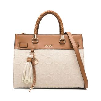 Liu Jo Femme, Sacs, Beige, Taille: ONE Size Manhattan Braided-Handle Jacquard Tote