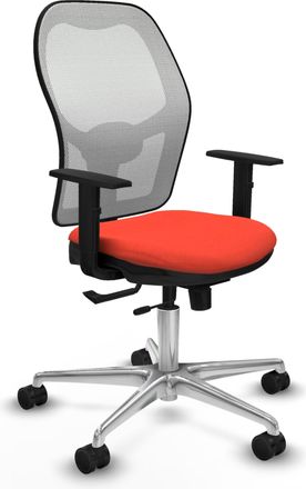 Piqueras y Crespo B&uuml;rostuhl f&uuml;r Zuhause mit 1D-Armen, h&ouml;henverstellbare Lendenwirbelst&uuml;tze, ausgestattet mit Syncro/Traslack und injiziertem Schaumstoff, Wei&szlig;/Dunkelora