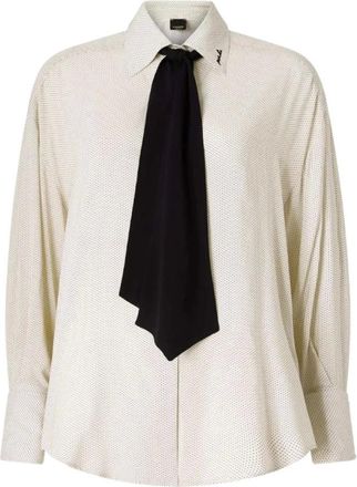 Pinko Pinko - Chemise oversize &agrave; micro pois - Femme - Blouses et Chemises - Blanc - Taille: 36 FR