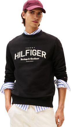 Tommy Hilfiger Herren Sweatshirt Arch Crew Neck Regular Fit, Schwarz (Black), XL