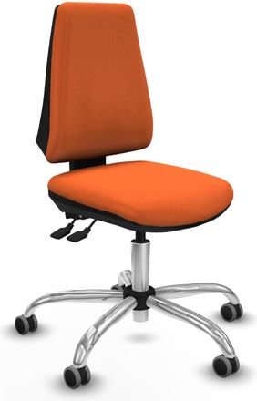 Piqueras y Crespo Elche Kassierstuhl, ohne Armlehnen, ausgestattet mit Asincro und Schneideschaum, 65 mm Rollen, Parkett, Orange