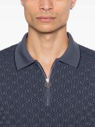 Stefano Ricci Mens Geometric-Pattern Zip-Fastening Polo Shirt Aw26 M