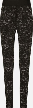 Dolce & Gabbana Leggings Im Floralen Ajourmuster - Frau Hosen Und Shorts Schwarz Spitze 40