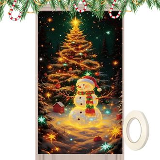 Generic Weihnachts-Haust&uuml;rabdeckung - Fluoreszenz-Partyzubeh&ouml;r 70 x 35 Zoll | Feiertagsbanner f&uuml;r die Haust&uuml;r im Innen- und Au&szlig;enbereich, auf der, in der K&uuml;ch