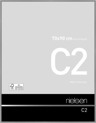 Nielsen Design Bilderrahmen, 70 x 90 cm, Aluminium, Grau matt, Posterrahmen zum Aufhängen im Hoch- & Querformat, Echtglas, C2