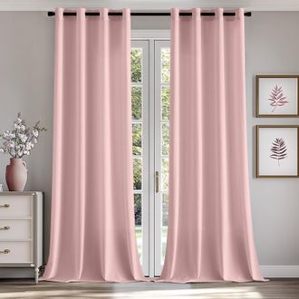 Miulee Voile Gardinen mit &ouml;sen Vorh&auml;nge Halbtransparent Stores Vorhang Transparente &ouml;senschal Wohnzimmer Schlaufenschal 2er Set 140x245cm Rosa
