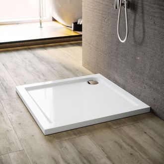 Sonni Duschwanne in quadratischer Form Anti-Rutsch-Duschwanne ABS-Acrylplatte Flaches Design 90x90cm ohne Ablaufgarnitur - Sonni