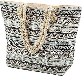 Airee Fairee Grand Sac De Plage Noir Avec Fermeture Éclair et Motif Aztèque - Pour Femme et Famille - XXL Beach Bag