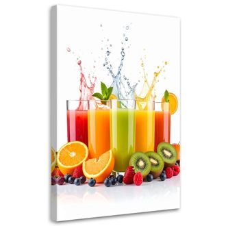 Feeby Leinwand Bilder - Bild K&uuml;che - Bunte Fruchts&auml;fte - 30x45 1tlg - Deko Deko Esszimmer Gro&szlig; - Dekoration Canvas - Gem&auml;lde - Modern Wandbilder - Kunstdruc