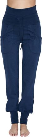 Leela Cotton Damen vegan Yogahose Mit Umgeschlagenem Bund Marineblau
