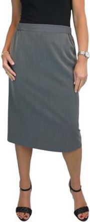 Paulo Due Jupe Crayon Doubl&eacute;e pour Femme avec Taille Partiellement &Eacute;lastiqu&eacute;e sous Le Genou, Jupe De Bureau Gris Chin&eacute; 38-52 (46)