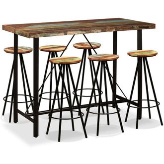 vidaXL Ensemble de bar 7 pcs Bois massif recyclé vidaXL